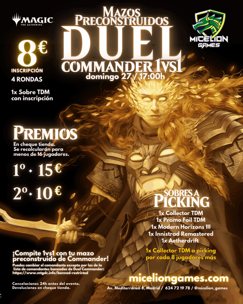 Inscripción COMMANDER DUELS PRECONS 1vs1 domingo | Micelion Games